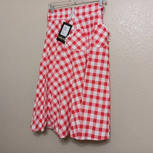 Collectif | Skirts | Collectif Red White Gingham Violetta Swing Skirt ...